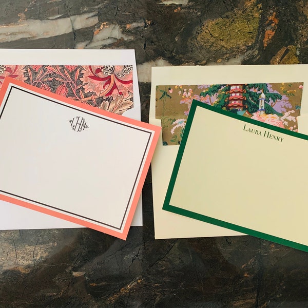 Chinoiserie Monogram Personalized Stationery Note Cards With Lined ...