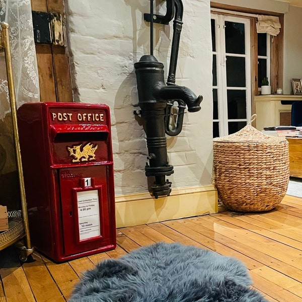 Welsh Cast Iron Royal Mail Red Post Box ER GR VR Letterbox Mailbox ...