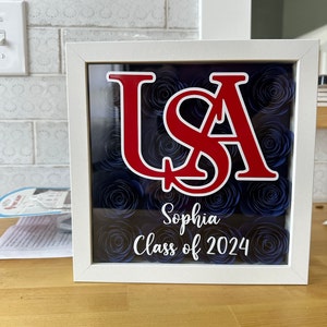 Flower Shadow Box College Logo Graduation Gifts College Acceptance ...