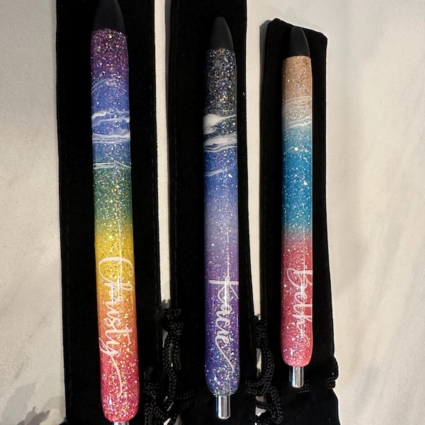 Rainbow Ombre Glitter Beach Pens, Custom Ink Joy Gel Pens, Beach ...