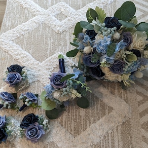 Faux Dusty Blue Purple Wedding Bouquet Real Touch Tiger - Etsy