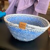 Fabric Scrap Bucket seaglass Plant Pot Cover, Fabric Rope Bowl, Fabric ...