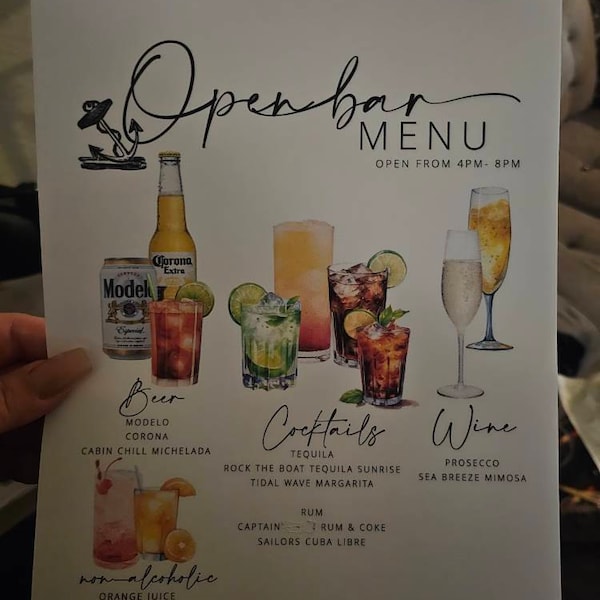 Bar Menu Template, Modern Editable Drink Menu, Printable Bar Menu, 3000 ...