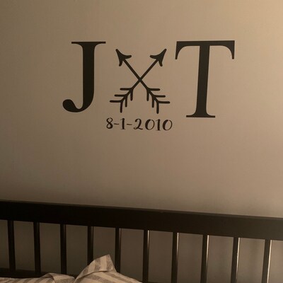 Personalized Initials Est Date and Arrows Vinyl Wall Decal - Etsy