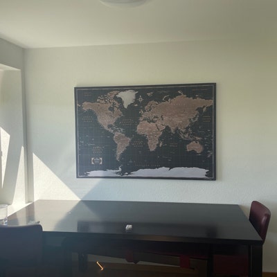 Personalized World Map Push Pin Map Pinboard Cork Canvas Print Gift for ...