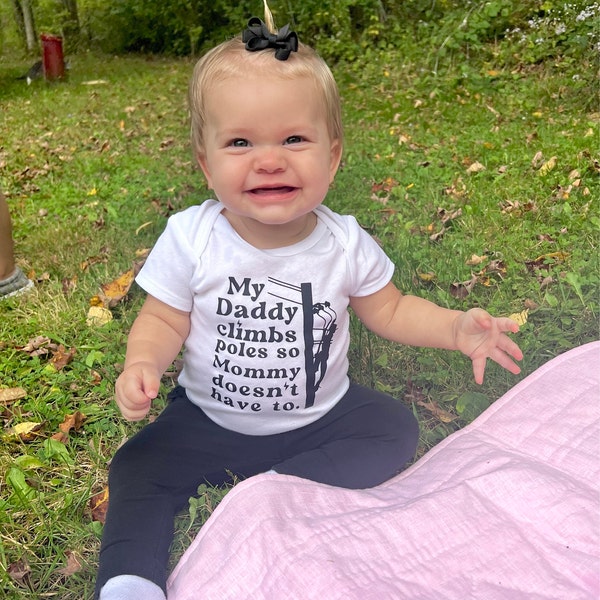 Lineman Baby Onesie – Funny Powerlines, Daddy Climbs Poles - Etsy