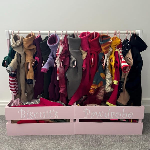 Pink Dog Wardrobe, Dog Harness Storage, Dog Closet, Dog Clothing ...