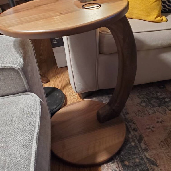 Round C Shape Coffee Table White Marble, C Sofa Side End Table, Modern ...