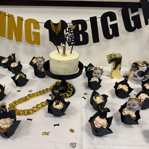 Custom Face Cupcake Topper - Notorious Big ONE First Birthday - 1st ...