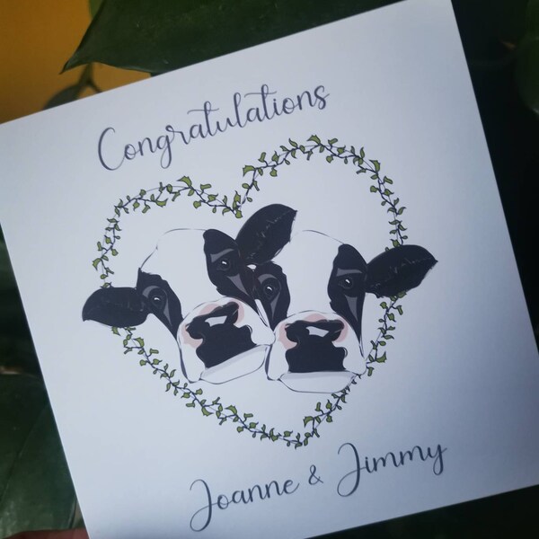 Cow Congratulations Card, Wedding Card, Cows Card, Congratulations Card ...