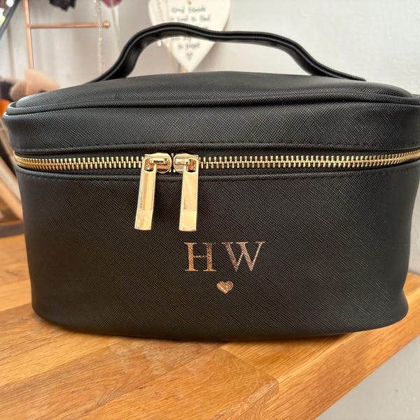 Personalised Vanity Makeup Case, Monogram Initial Cosmetic Bag ...