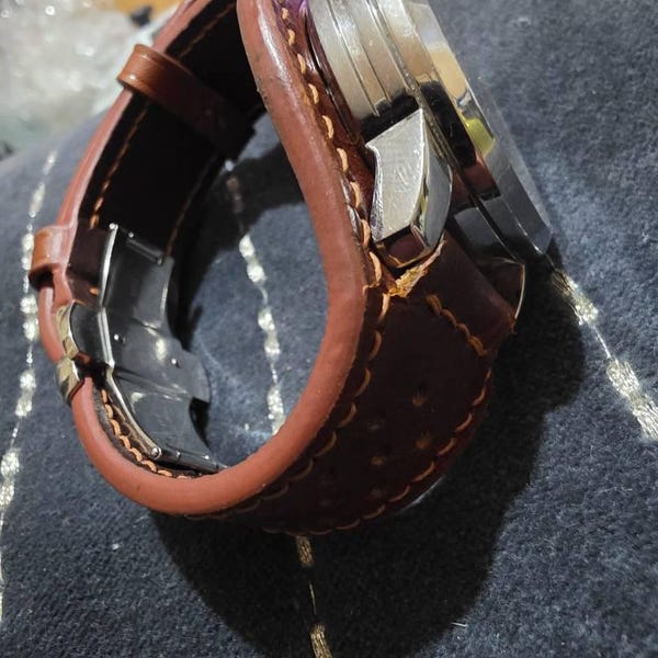 Racing Style Leather Bund Strap 20mm 22mm Bund Rally Holes Watch Band ...