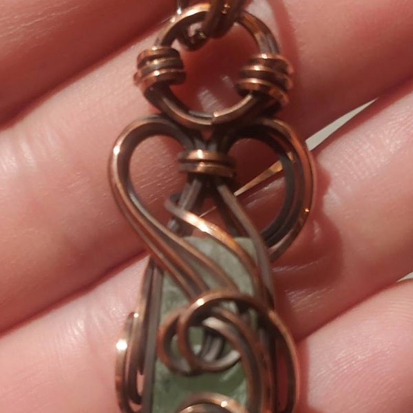 Faceted Carnelian Necklace 'tyet' Wire Wrap Pendant Oxidized Copper ...