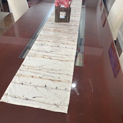 White Birch Bark Pattern Table Runner Christmas Tree Table Runner, Birch Tree Table Runner ...