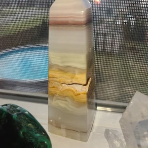 Pink Banded Calcite Tower, Twr262, Pink and Green Banded Calcite Point ...