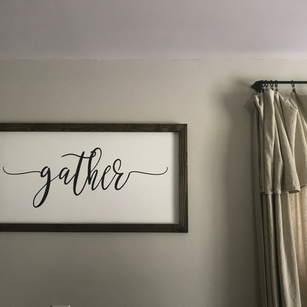 Wood Gather Sign, Farmhouse Style Sign, Fixer Upper Style Sign, Gather ...