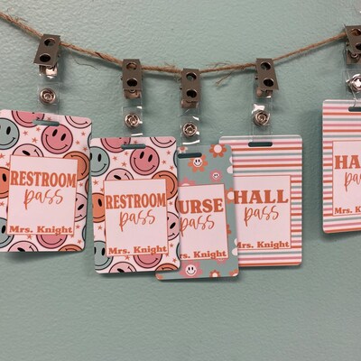 Retro Groovy Smiley Acrylic Classroom Hall Passes - Etsy