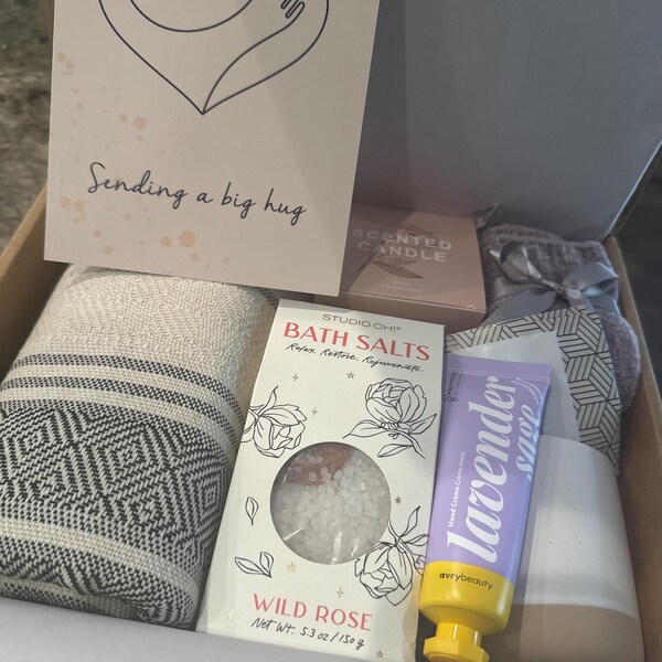 Soothing Sympathy Gift Baskets With Blanket, Candle & Socks Self Care ...