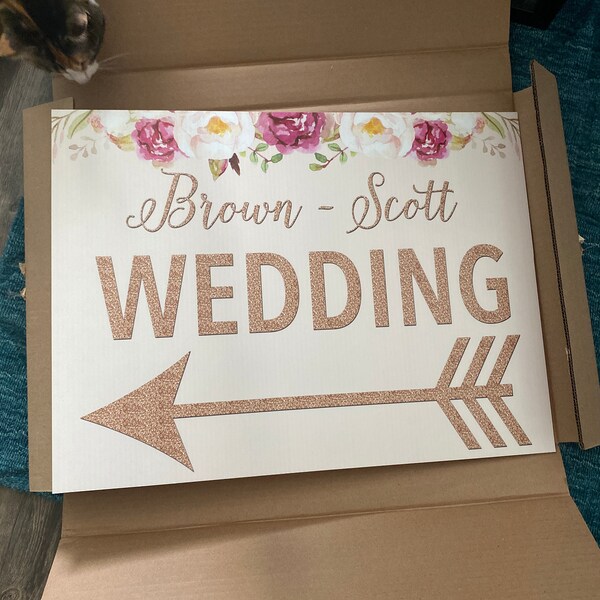 Custom Floral Wedding Directions Yard Sign Double Sided Directions Sign ...