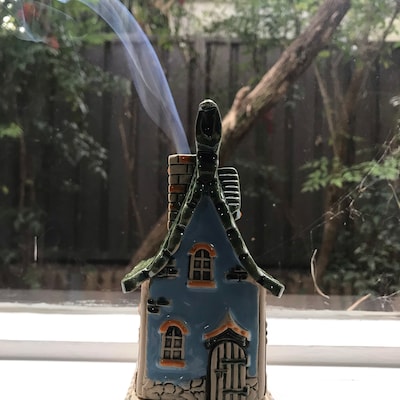 Blue Ceramic Incense House.handmade Incense Holders .incense - Etsy