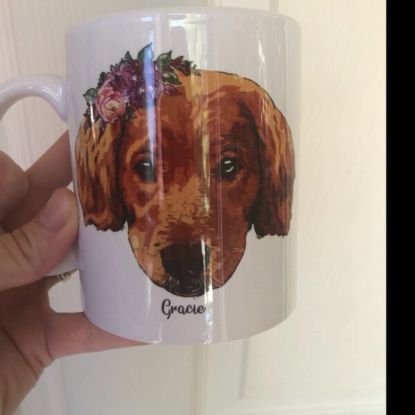 Dog Mug Personalized, Dog Dad Gift, Pet Custom Mug, Portrait Mug, Dog ...