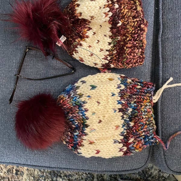 KNITTING PATTERN Easy Beginner Colorwork Beanie Super Bulky Fairisle ...