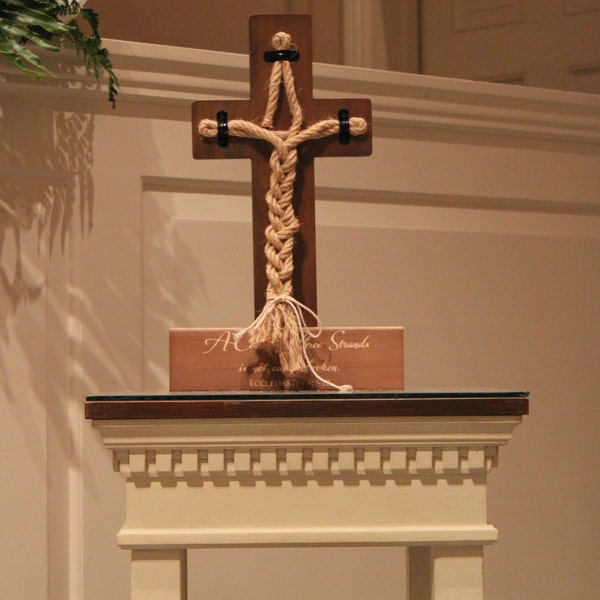 Wedding Cord of Three Strands Ceremony Cross; Natural Wood & Rope Unity ...