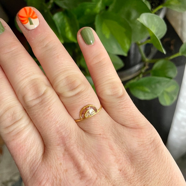 Hawaiian Rainbow Shell Resin Ring, 14K Gold Filled, Sterling Silver ...