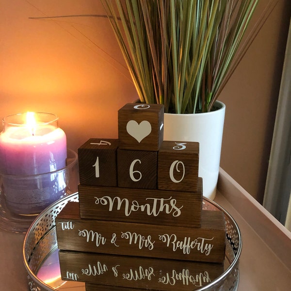 Personalized Wooden Wedding Countdown Blocks: Engagement Gift - Etsy