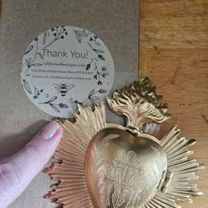 Sacred Heart Large Embossed Prayer Box or Rosary Box in Gold Antique ...