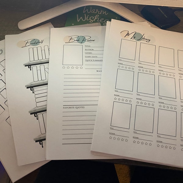 Printable Reading Journal, Reading Log, Bookshelf, Reading Diary ...