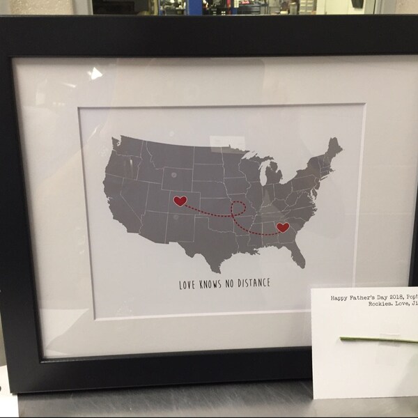 Custom US Map Print, Long Distance, Custom State Gift, Long Distance ...