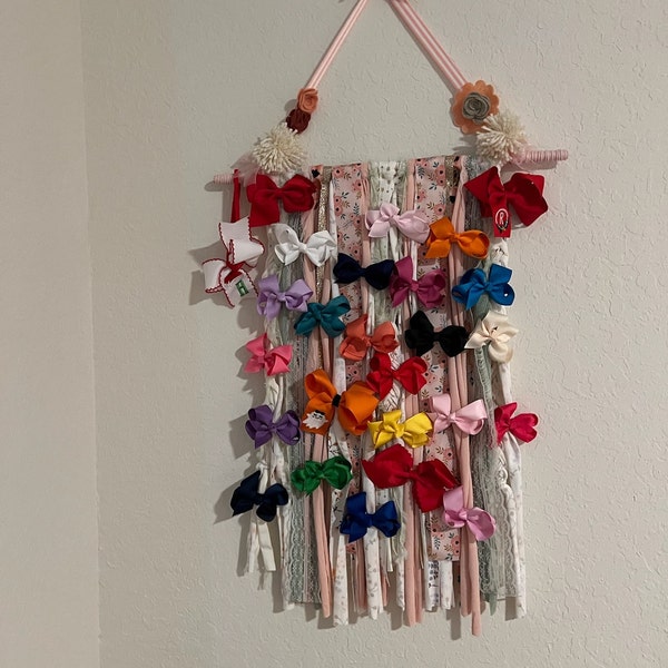 Floral Garden Macrame Bow Holder. Hair Bow Holder. Bow Hanger, Extra ...