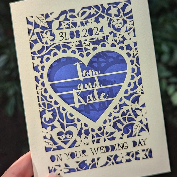 Personalised Papercut on Your Wedding Day Card, Laser Cut Wedding Card ...