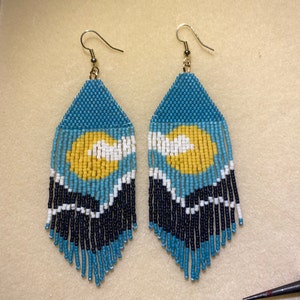 Howling Wolf Full Moon Seed Bead Earring Pattern Brick Stitch - Etsy