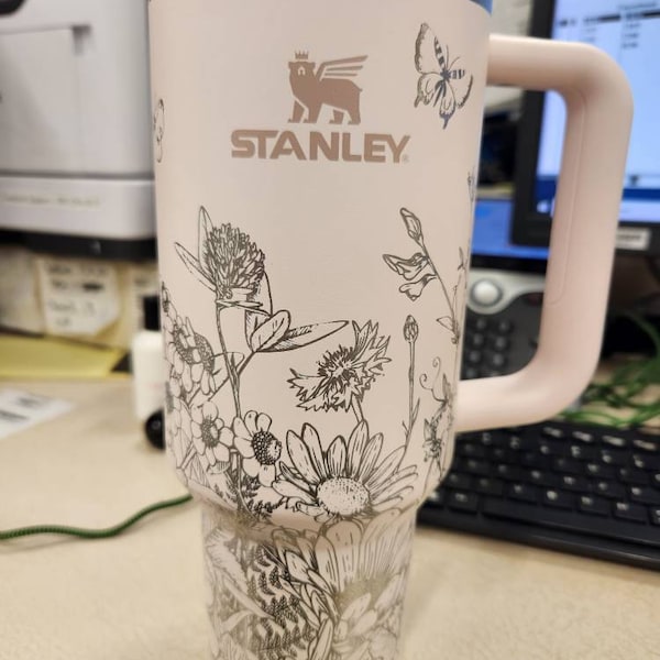 Custom Laser Engraved Stanley | 40 Oz Tumbler With Handle | Florals and ...