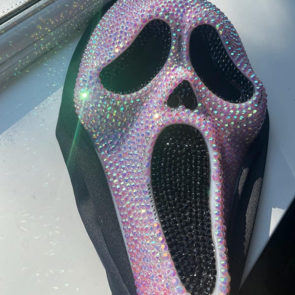 Rhinestone Bedazzled Ghostface Scream Mask - Etsy UK