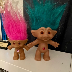 Vintage Ace Novelty Treasure Troll Doll Blue Hair Blue Oval - Etsy