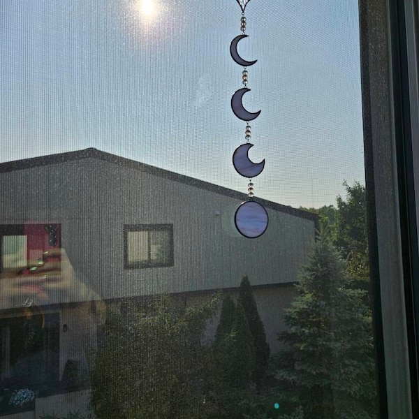 Handmade Stained Glass Celestial Moon Phases Wall Art. Lunar Phases ...