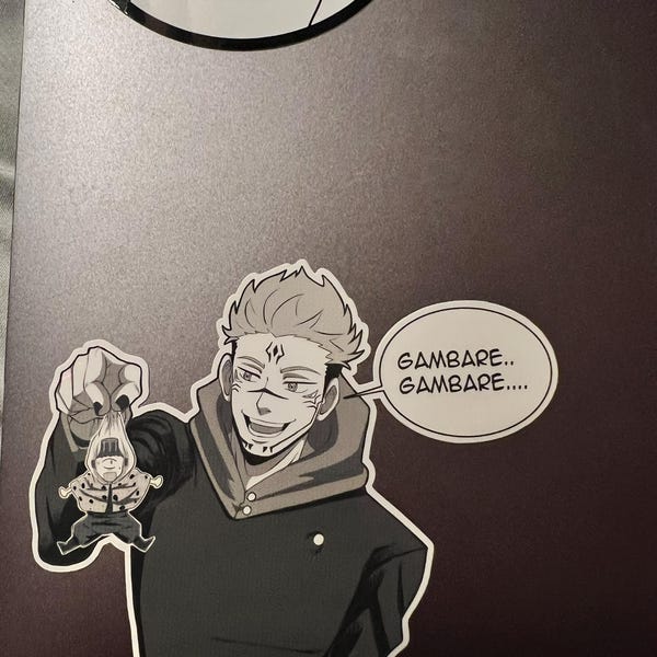 Sukuna Gambare Gambare- JJK Glossy Sticker - Etsy