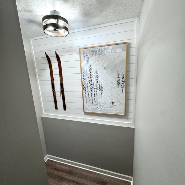 3D White Snowfield Skiing Canvas Hand Painting Original Skier Gift ...
