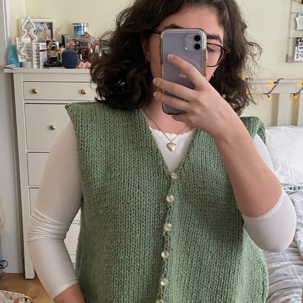 Knitting Pattern | the Beverly | Modern Chunky Oversized Sleeveless V ...