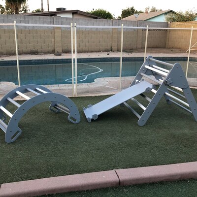 Step Triangle 2 Set of Three Items Naturalrung Rainbow - Etsy