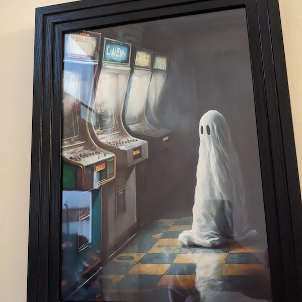 Ghost in an Abandoned Arcade, Nostalgia Poster, Art Poster Print, Dark ...