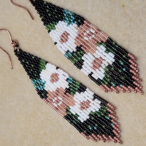 Elizabeth Beaded Fringe Fireweed Earrings Pattern by Opal and - Etsy