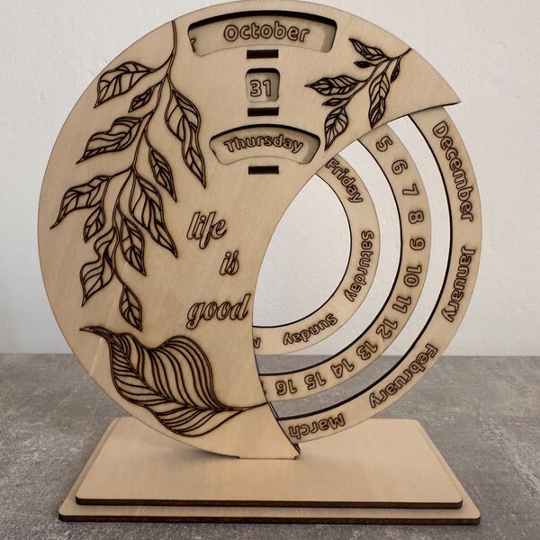 Calendar Laser Cut File, Perpetual Calendar Vector, Desktop Calendar ...