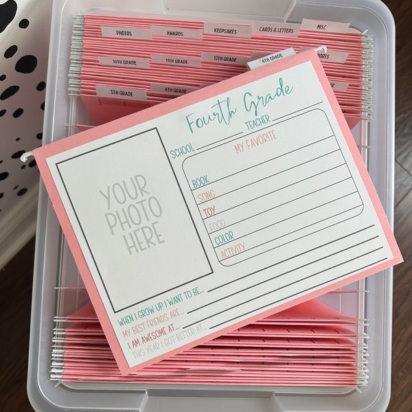 School Memory Box Printable NB - 12th Grade | Bright Colors | Baby ...