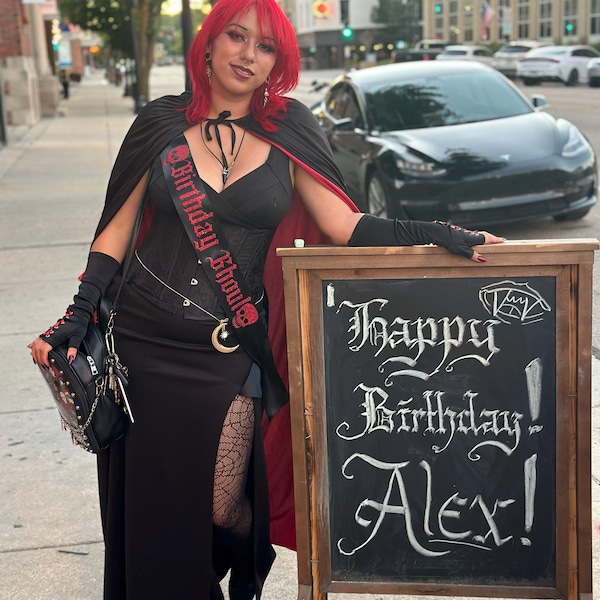 Birthday Ghoul With Skulls Sash, Birthday Sash, Gothic Party Sash,goth ...