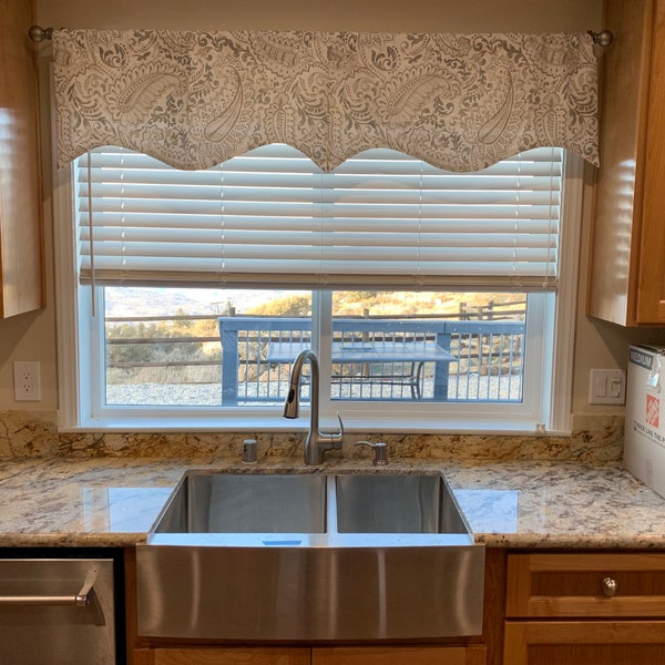 Paisley Valance Ecru Scalloped Valance Lined Window Valance Decorative ...