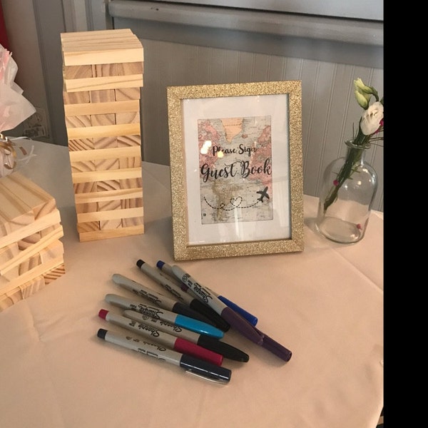 Please Sign Guest Book Sign World Map 8x10, Travel Themed Guestbook ...